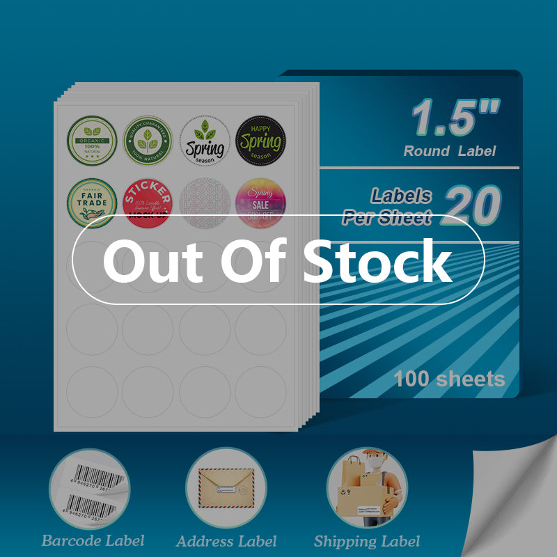1 1/2" Round Blank Labels - 20 Labels/Sheet | 100 Sheets for Precision ...