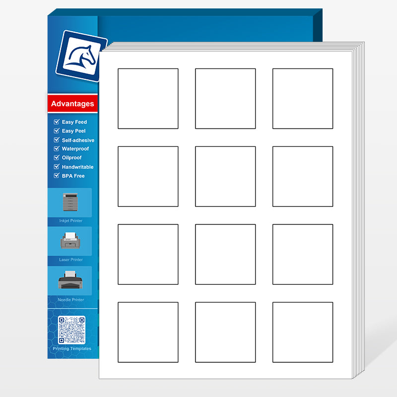 2"x2" Square Blank Label 12 Labels Per Sheet – Pony Packaging