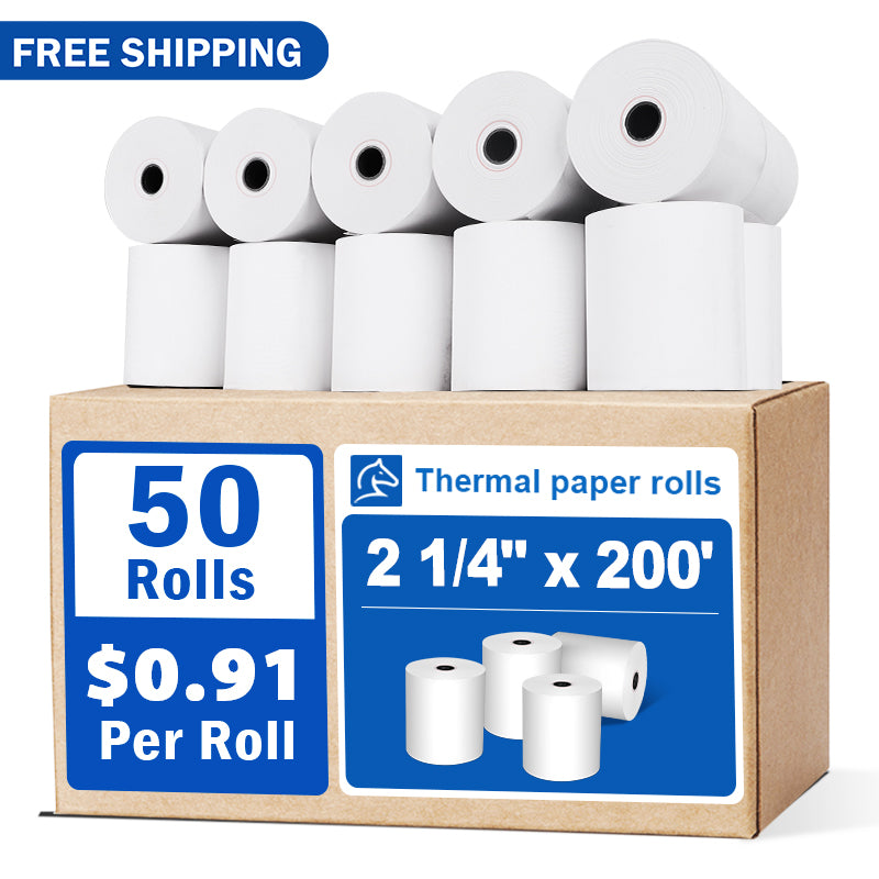 2 1/4" x 200' Thermal Receipt Paper Rolls 50 Rolls | Pony Packaging