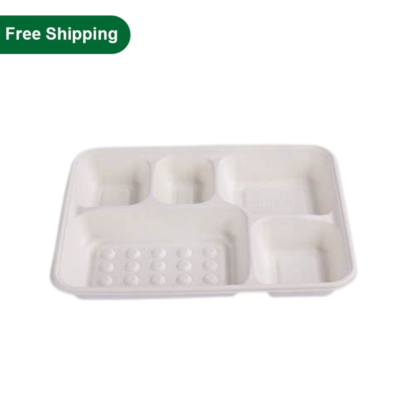 Disposable Deep 5 Compartment Fiber Tray Natural White 200pcs – Pony ...