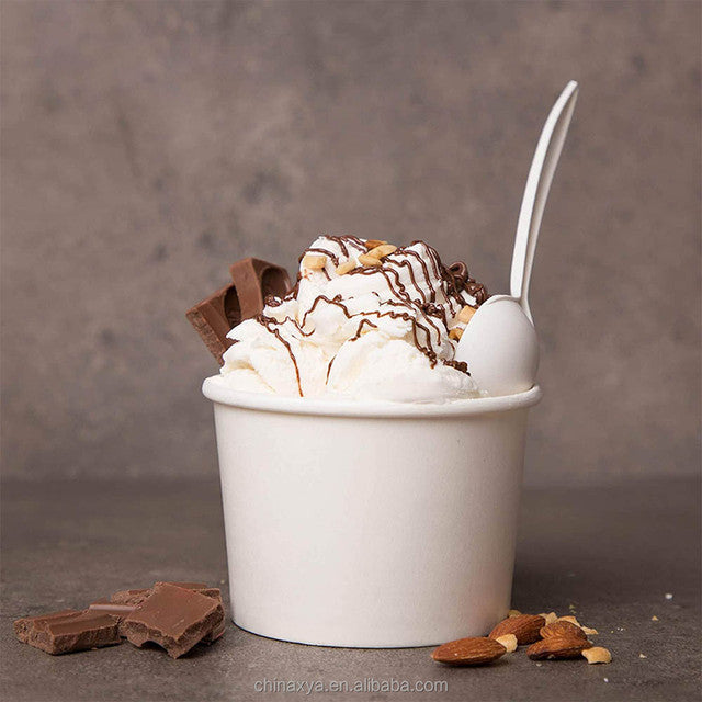 16 oz Paper White Ice Cream Container 500 pcs – Pony Packaging