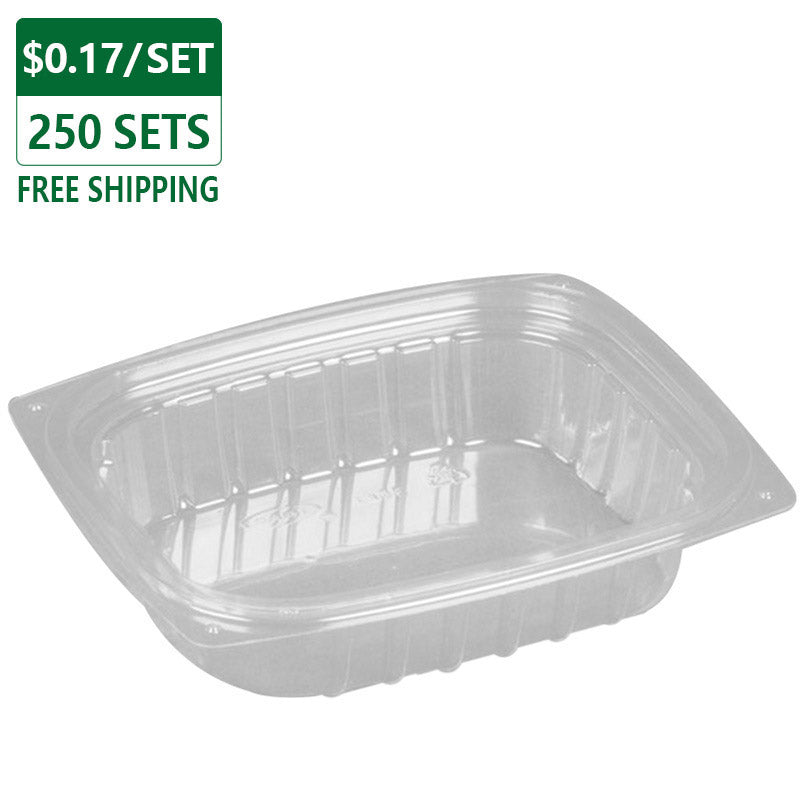 8 oz Clear Rectangular Plastic Container With Lids 250 sets – Pony ...