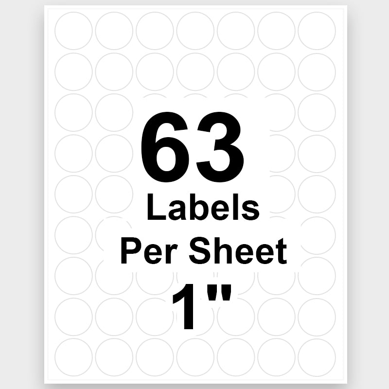 1" Round Blank Label 63 Labels Per Sheet/100 Sheets – Pony Packaging